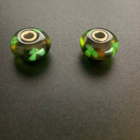 Trollbeads | Jewelry | Trollbead Brown With Green Flower | Poshmark